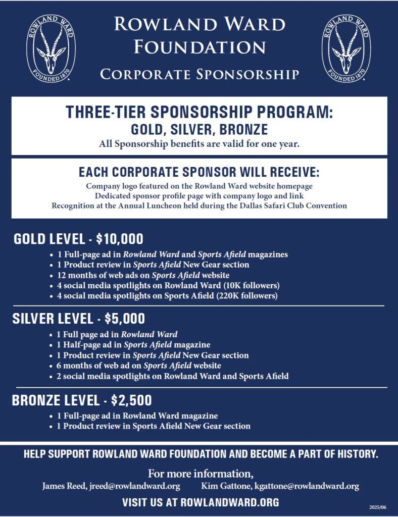 Rowland Ward Sponsorship Information - Rowland Ward